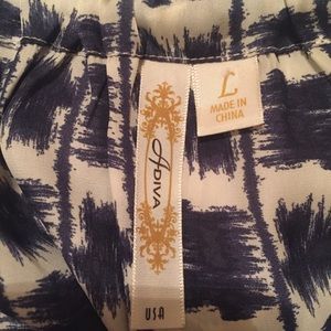 Adiva | Tops | Adiva Havana Blue Cream Ruffled Top Size L | Poshmark
